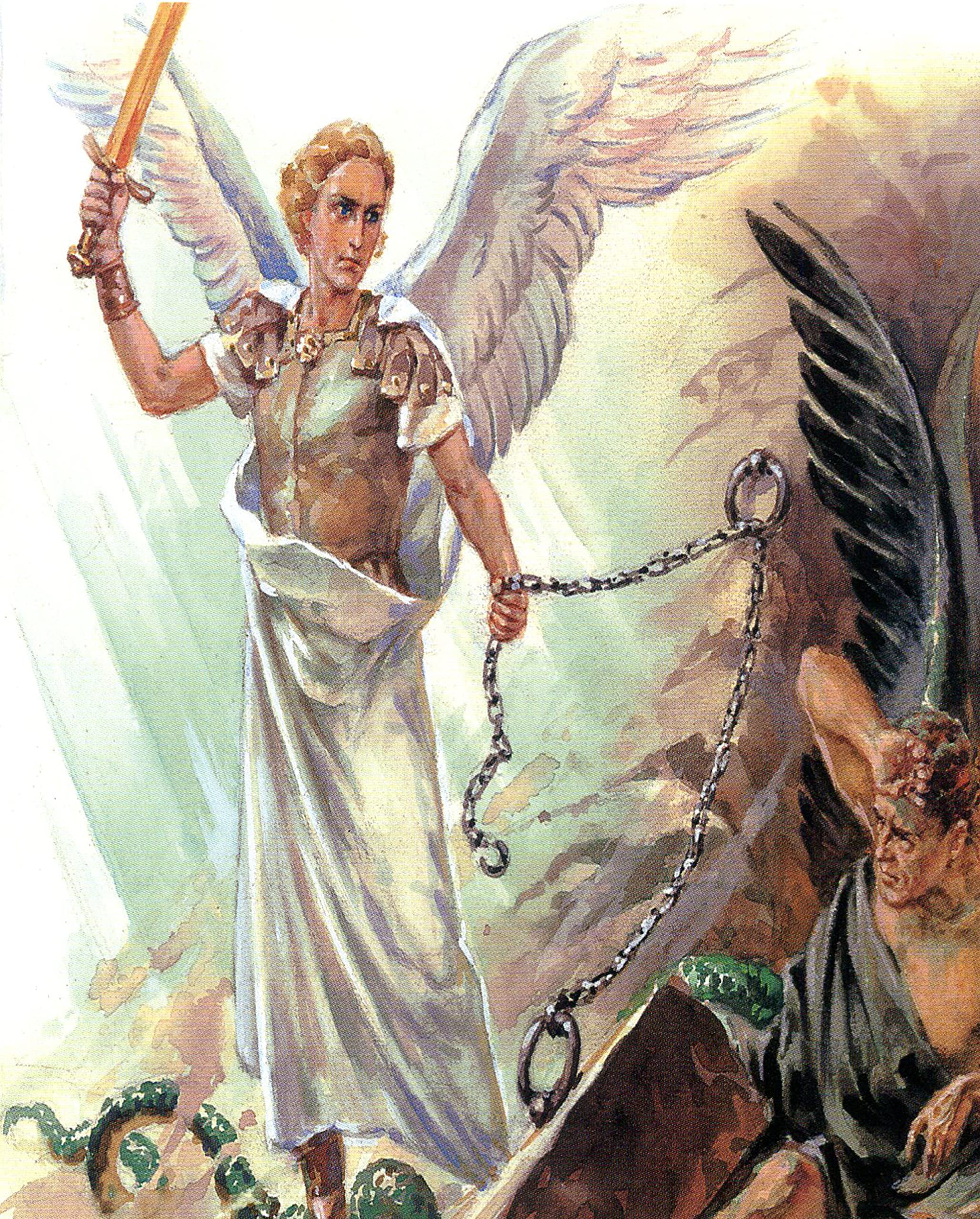 Catholic print picture - Good Angels defeat Bad N - 8" x 10" ready to ...
