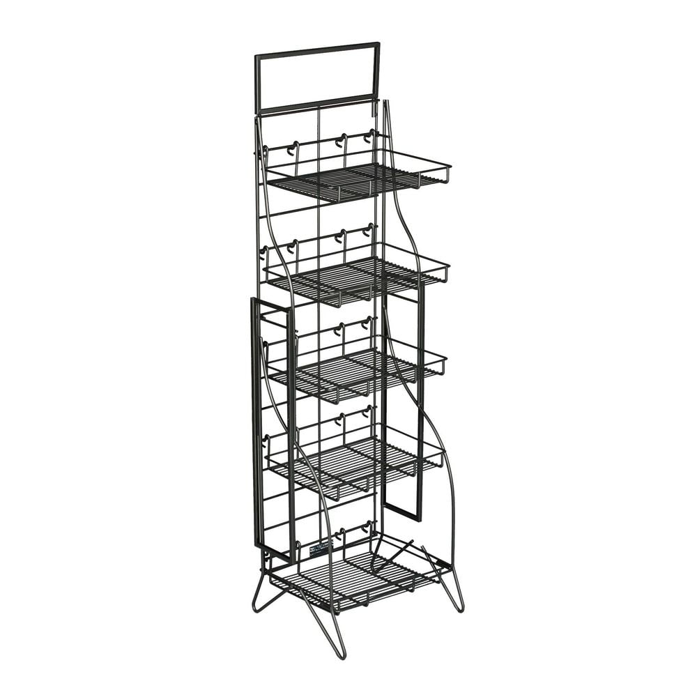 Mobile Merchandisers Matte Black 5-Shelf Ornate Fold-Up Wire Floor ...
