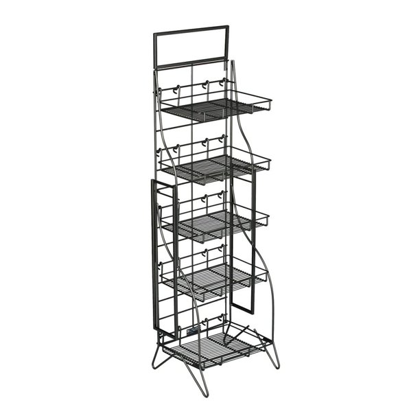 Mobile Merchandisers Matte Black 5-Shelf Ornate Fold-Up Wire Floor ...