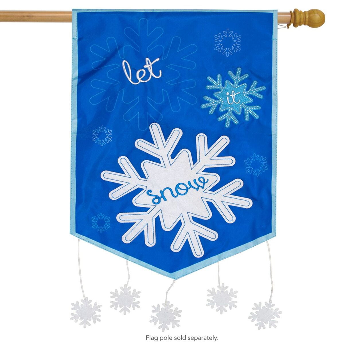 Let It Snow Winter Applique House Flag Snowflakes 28" x 40" Briarwood ...