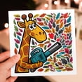3drose, Funny Cute Cool Giraffe Using Leaf Blower for Fall Leaves ...