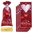 TETOU 100pcs Valentine's Day Candy Treat Bags Cellophane Gift Snack Bag ...