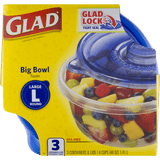 Glad Large Plastic Food Storage Containers with Lids, Round, 48 Oz, 3 ...