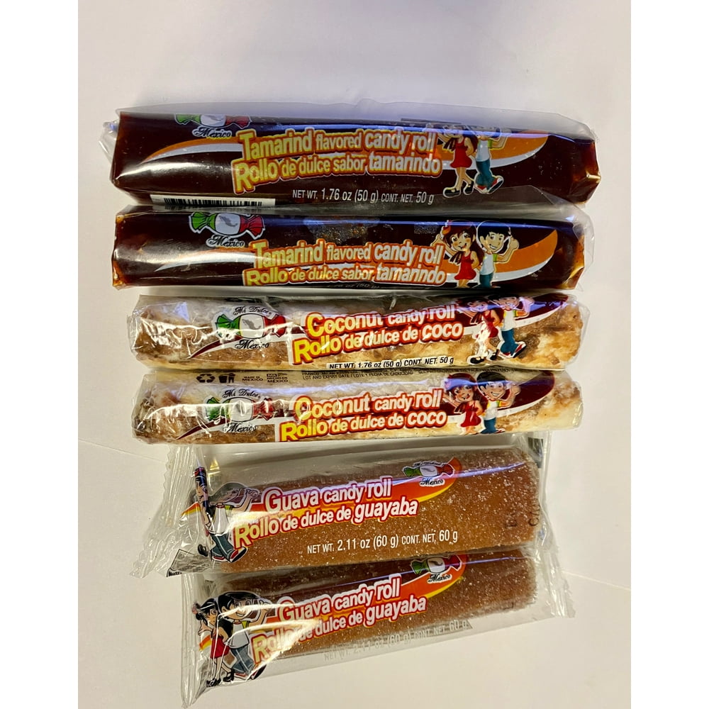 Mi Dulce Mexico Candy Roll Sampler 6 pcs Tamarind, Coconut,Guava 11 ...
