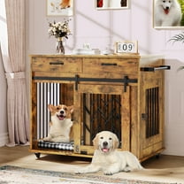 Uforic 39 inch Dog Crate Furniture End Table large Wooden Indoor Dog ...