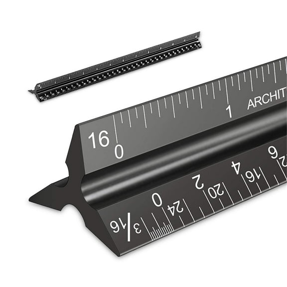 12" Aluminum Triangular Architect Scale Ruler – Laser-Etched Imperial ...