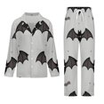 Bat Pajamas Woman Home Suit Autumn Long Sleeve 2 Piece Night V Neck ...