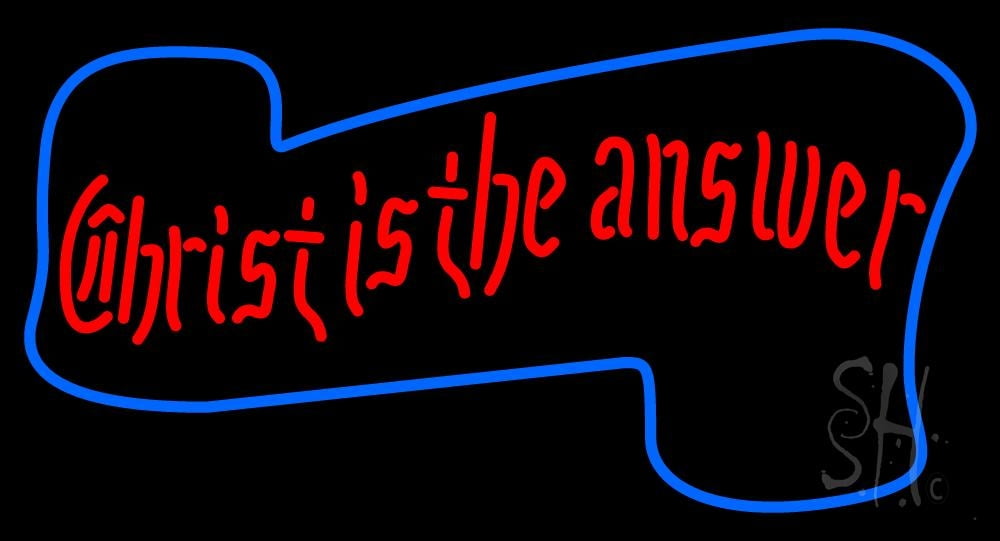 Christ Is The Answer LED Neon Sign 20" Tall x 37" Wide - inches Black ...
