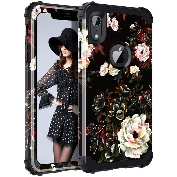 Casetego For iPhone XR Case Floral Heavy Duty Hybrid Sturdy Shockproof ...