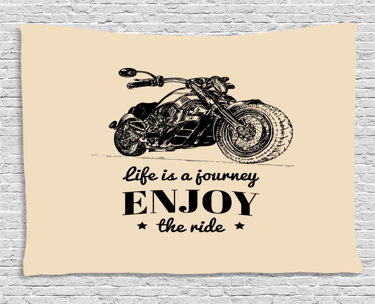 Motorcycle Tapestry, Monochrome Custom Chopper Design and a ...