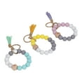 BIMZUC 3Pcs Keychain Bracelet Silicone Beads Metal Keyring Tassels ...