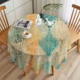 Abstract Red Round Tablecloth 60 inches Yellow Green Argyle Geometric ...