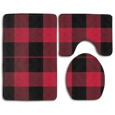 CHAPLLE Custom Rustic Red Black Buffalo Check Plaid 3 Piece Bathroom ...