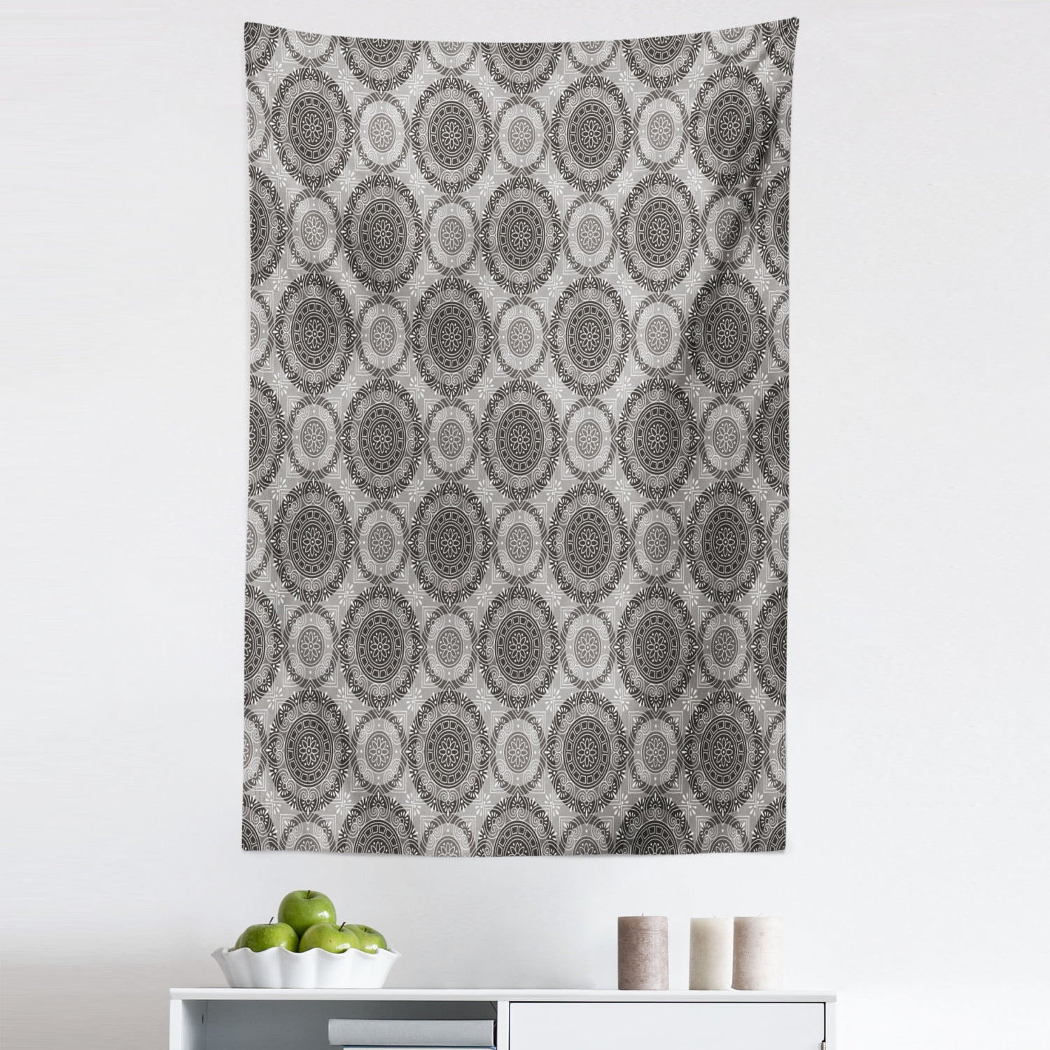 Grey Tapestry, Antique Pattern with Ornamental Flowers Traditional ...