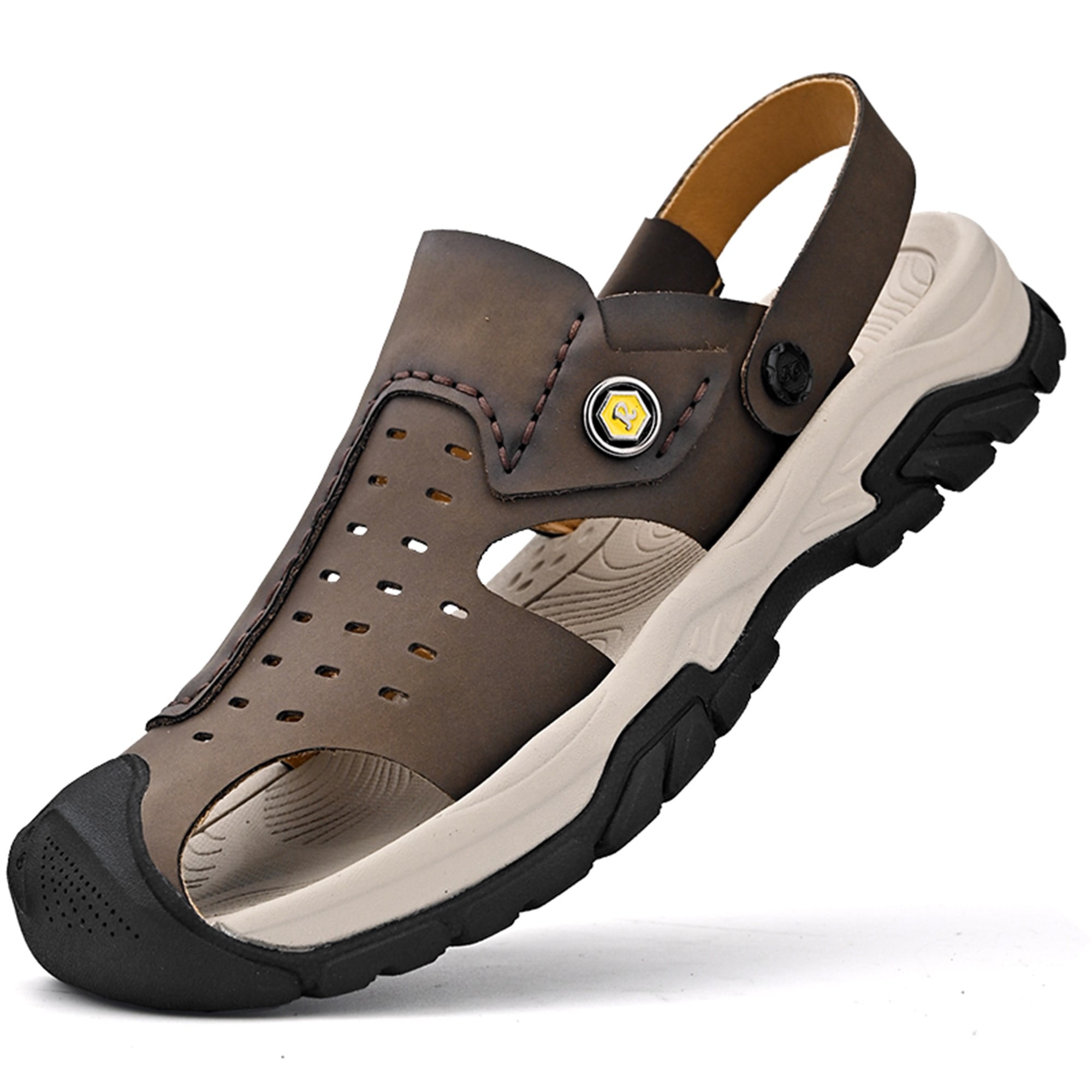 Hicooer GOOHIK Mens Closed Toe Sandals, Sport Sandals Casual Leather ...