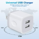 USB Wall Charger Block,FiveBox 2.1A Dual Port USB Charger Block with ...