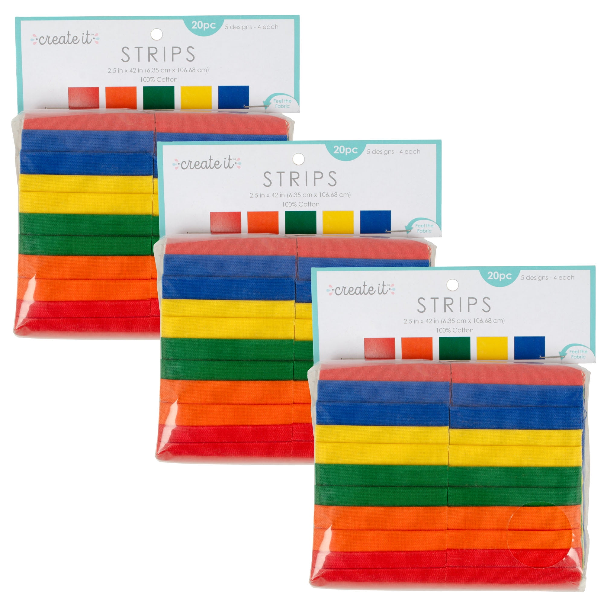 Create It 2.5"X42" 100% Cotton Bright Solid Precut Sewing & Craft ...