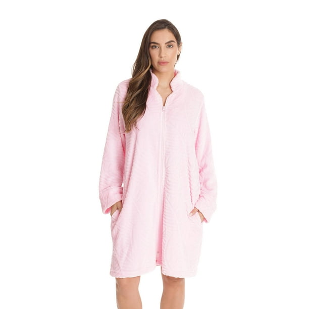 Just Love Plush Zipper Lounger Short Robe (Pink, 2X) - Walmart.com