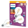 Philips LED 60-Watt G25 Globe Light Bulb, Clear Soft White Warm Glow ...