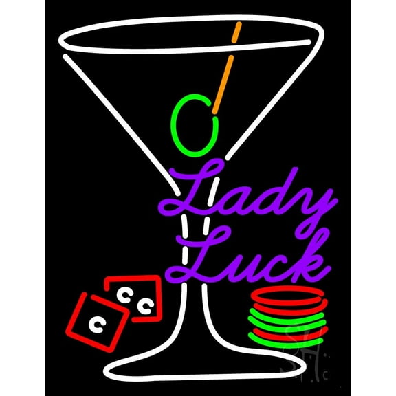 Cocktail Glass LED Neon Sign24 x 24 - inches, Clear Edge Cut Acrylic ...