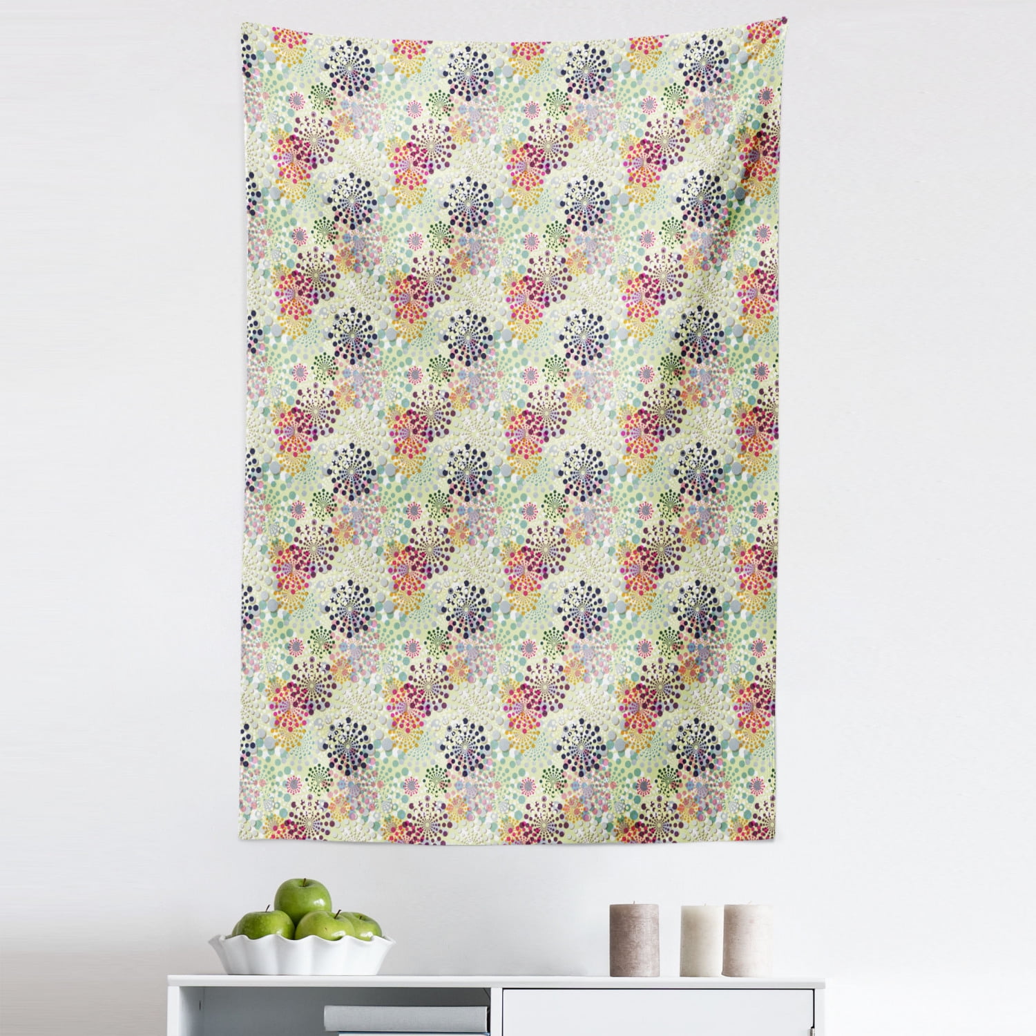 Colorful Tapestry, Ornamental Round Dots with Multiple Colors Abstract ...