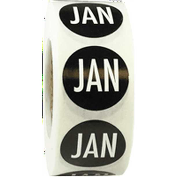 Black January Months of the Year Circle Stickers, 0.75 Inch Round, 500 ...