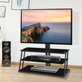 Black Tempered Glass TV Stand for 32-65 Inch TVs, Swivel Height ...
