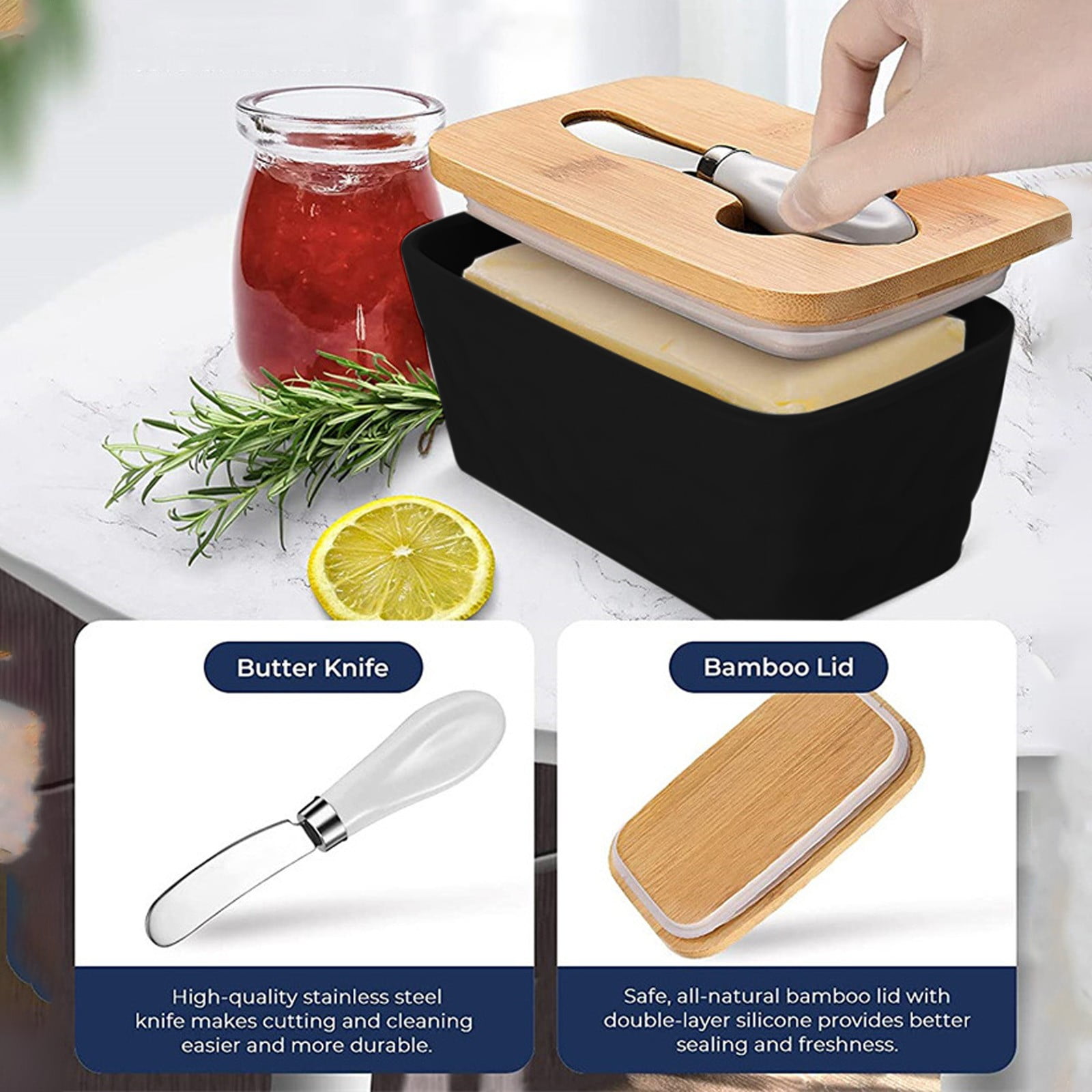 Click here for Kittehigm Ceramic Stoneware Butter Dish Set With W... prices