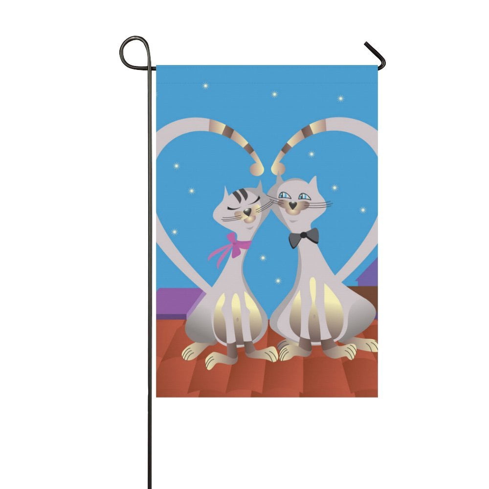 MKHERT Cat Lovers Valentines Day Garden Flag Banner Decorative Flag for ...