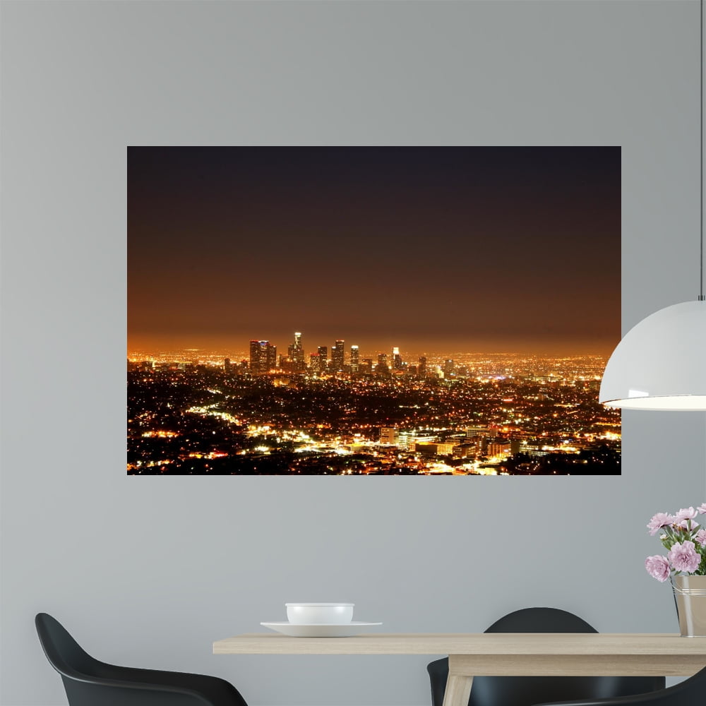 Los Angeles Night Wall Mural Decal Sticker, Wallmonkeys Peel & Stick ...