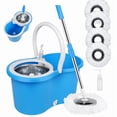 Mop and Bucket Set, 360° Spin Mop and Bucket with Wringer Set and 4 ...