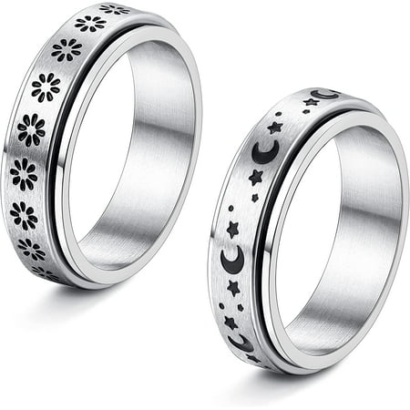 XGBB Anxiety Ring for Women Spinner Fidget Ring Stainless Steel Band ...