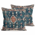 Bohemian Floral Pillow Covers Set of 2, Green Red Traditional Ethnic ...