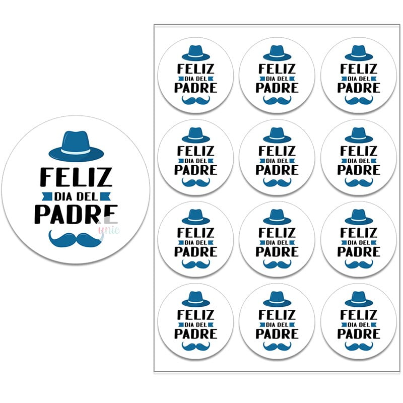 Happy Father's Day Decor Sticker Labels Feliz Día Del Padre Español ...