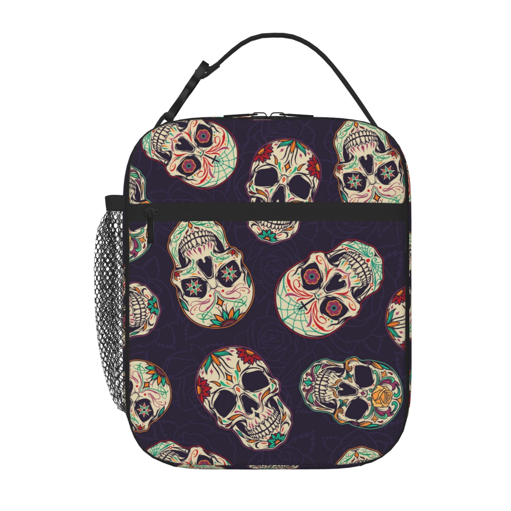 TEQUAN Portable Lunch Bag, Funny Mexican Sugar Skull Flower Pattern ...
