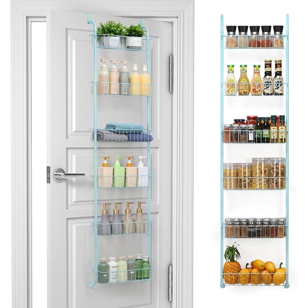 Blue 6 Tiers Over The Door Pantry Organizer Rack Kitchen Hanging Spice ...