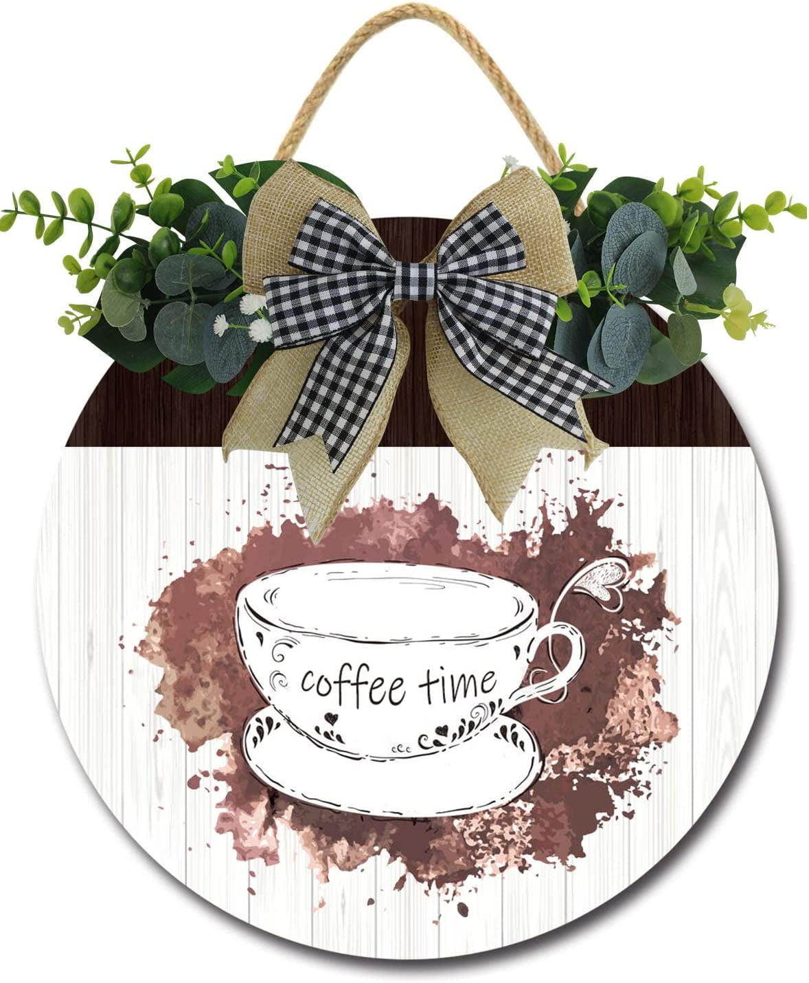 Eveokoki 11" Coffee Time Coffee Bar Decor Sign Rustic Farmhouse Wooden ...