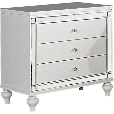 Homelegance Alonza Night Stand In White Croc & Mirror