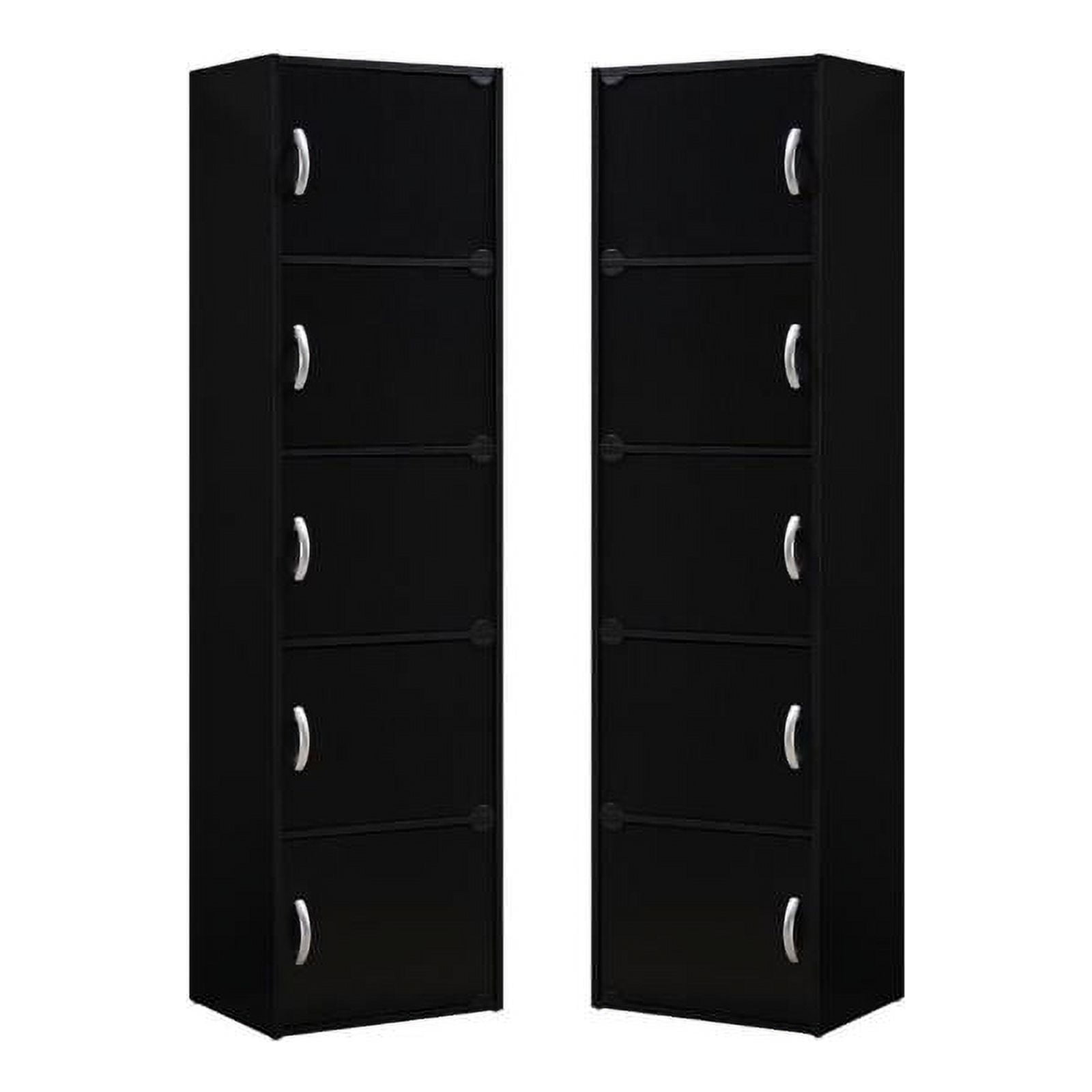 Home Square 2 Piece Multi-purpose Wooden Bookcase Set with 5 Shelf in ...