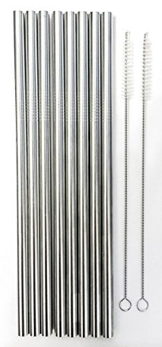 8 Stainless Steel Wide Smoothie Straws - CocoStraw Large Straight ...