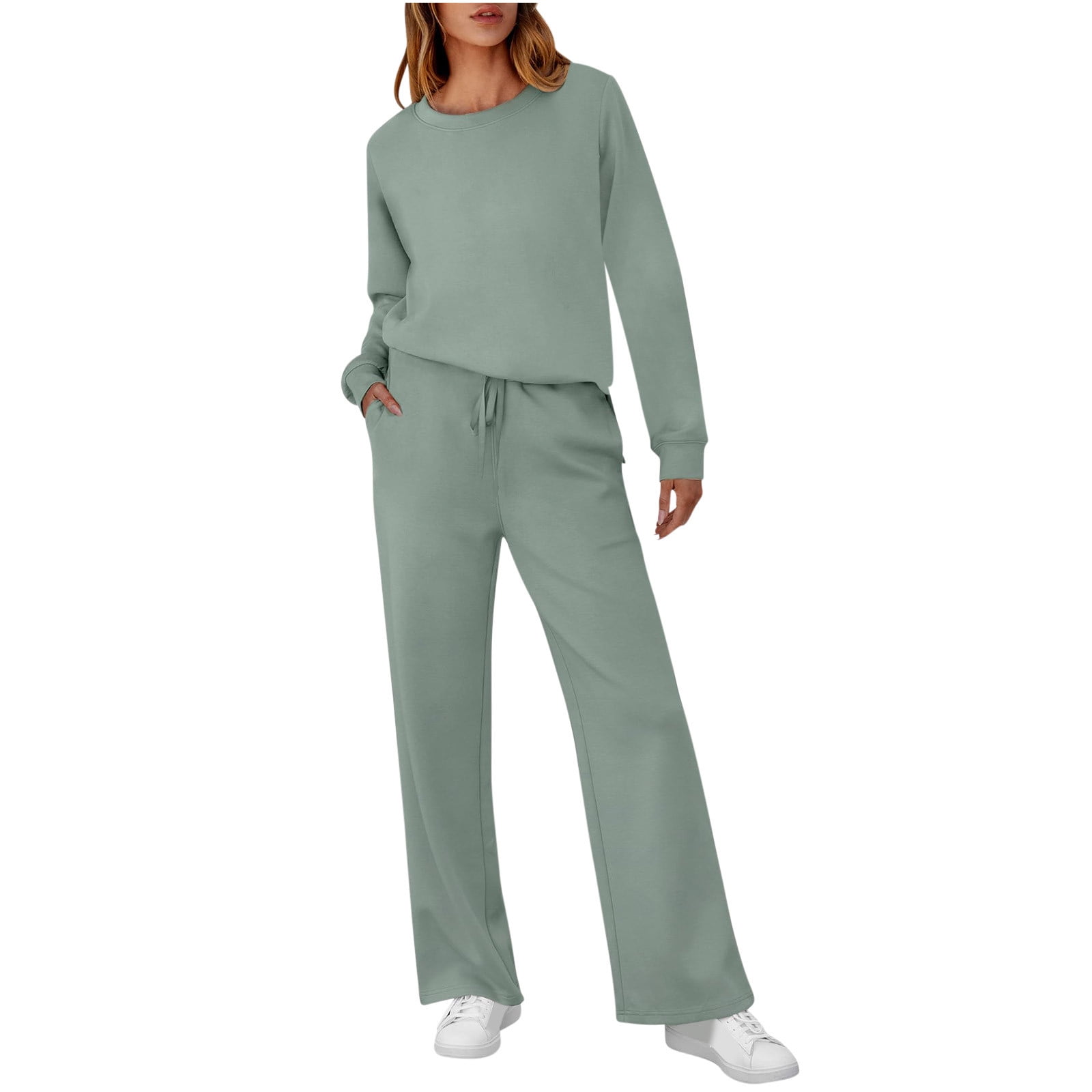 Timegard 2 Piece Sets For Women Long Sleeve Sweatshirts Wide Leg Pants Fall Winter Casual Comfy Outfits