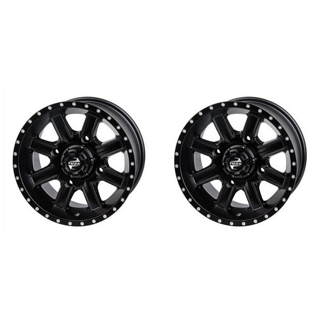 (2 Pack) 4/110 Tusk Cascade Wheel 12x7 5.0 + 2.0 Matte Black For HONDA ...
