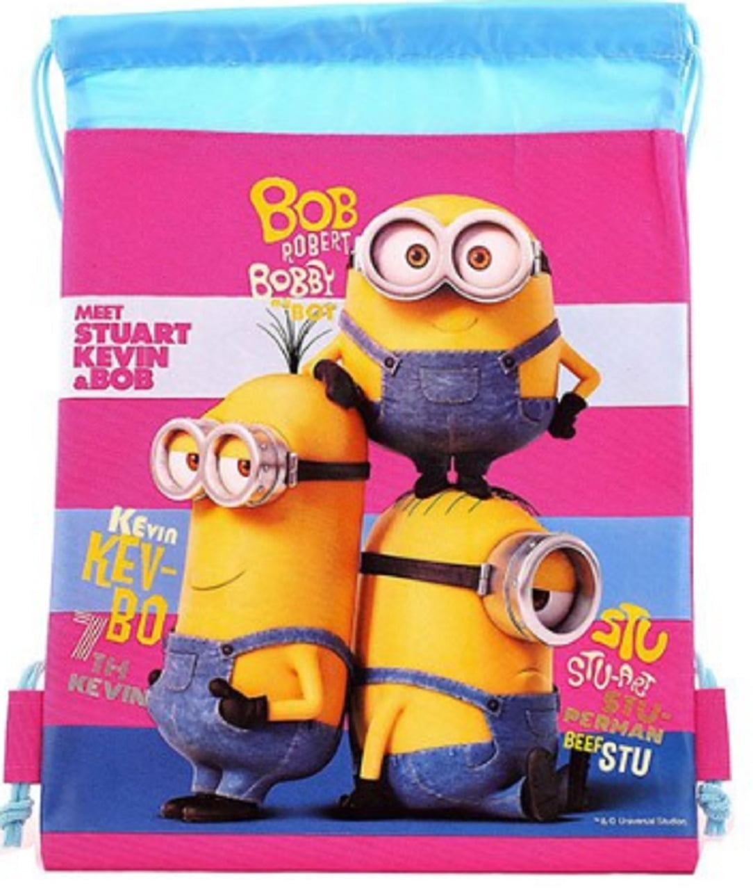 MII Drawstring Unisex Child Bag Minions Pink - 13" X 11" - Walmart.com