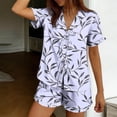 Asgosdo Women Pajamas Two Piece Set V Neck Short Sleeve Print Ruffle ...