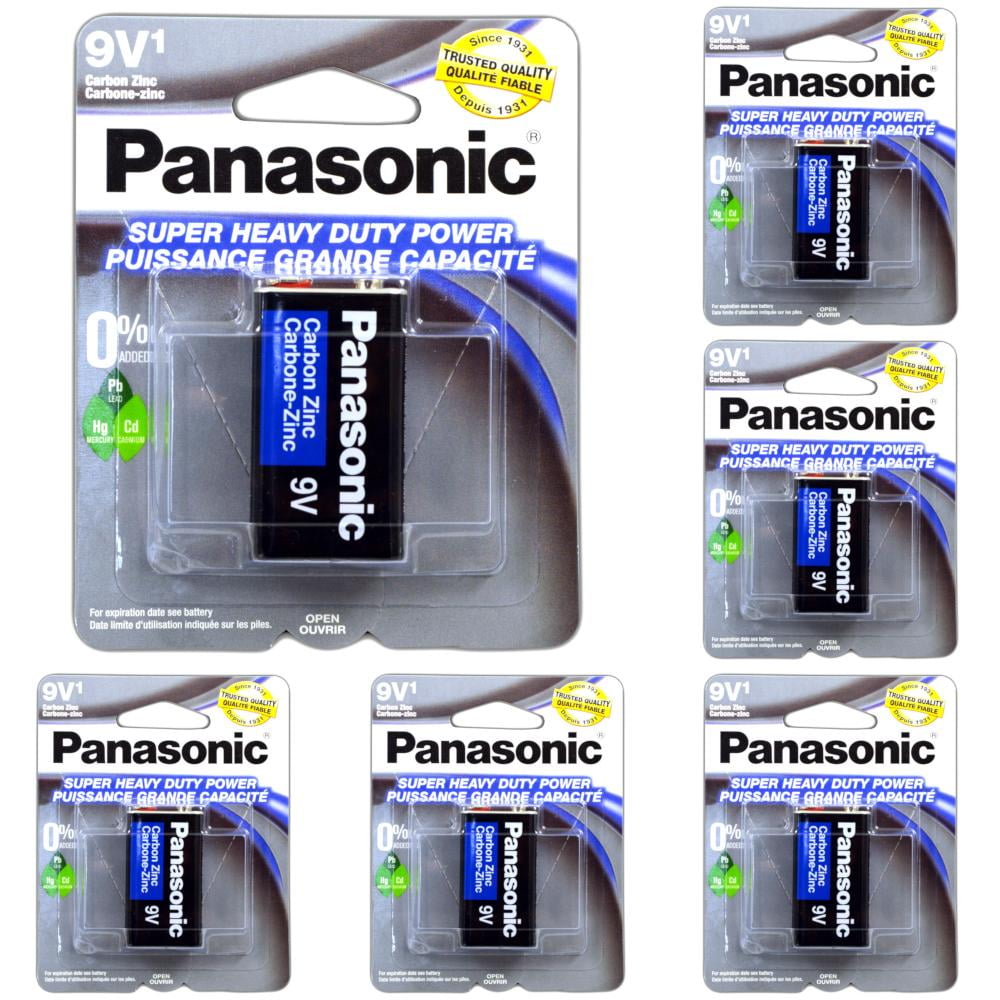 6 Pack Size 9V Panasonic Batteries Super Heavy Duty Power Zinc Carbon 9 ...
