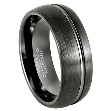 Hammered Gunmetal Tungsten Ring Men's Dark Gray Tungsten Carbide ...
