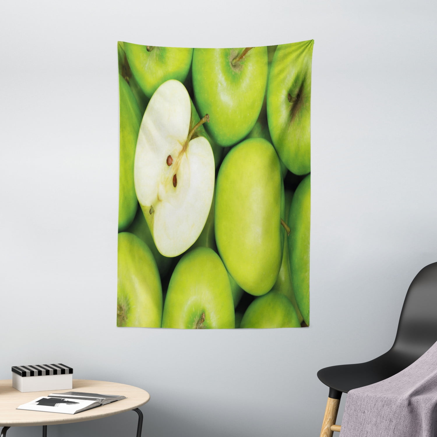 Apple Tapestry, Realistic Looking Pile of Green Apples Healthy Sweet ...
