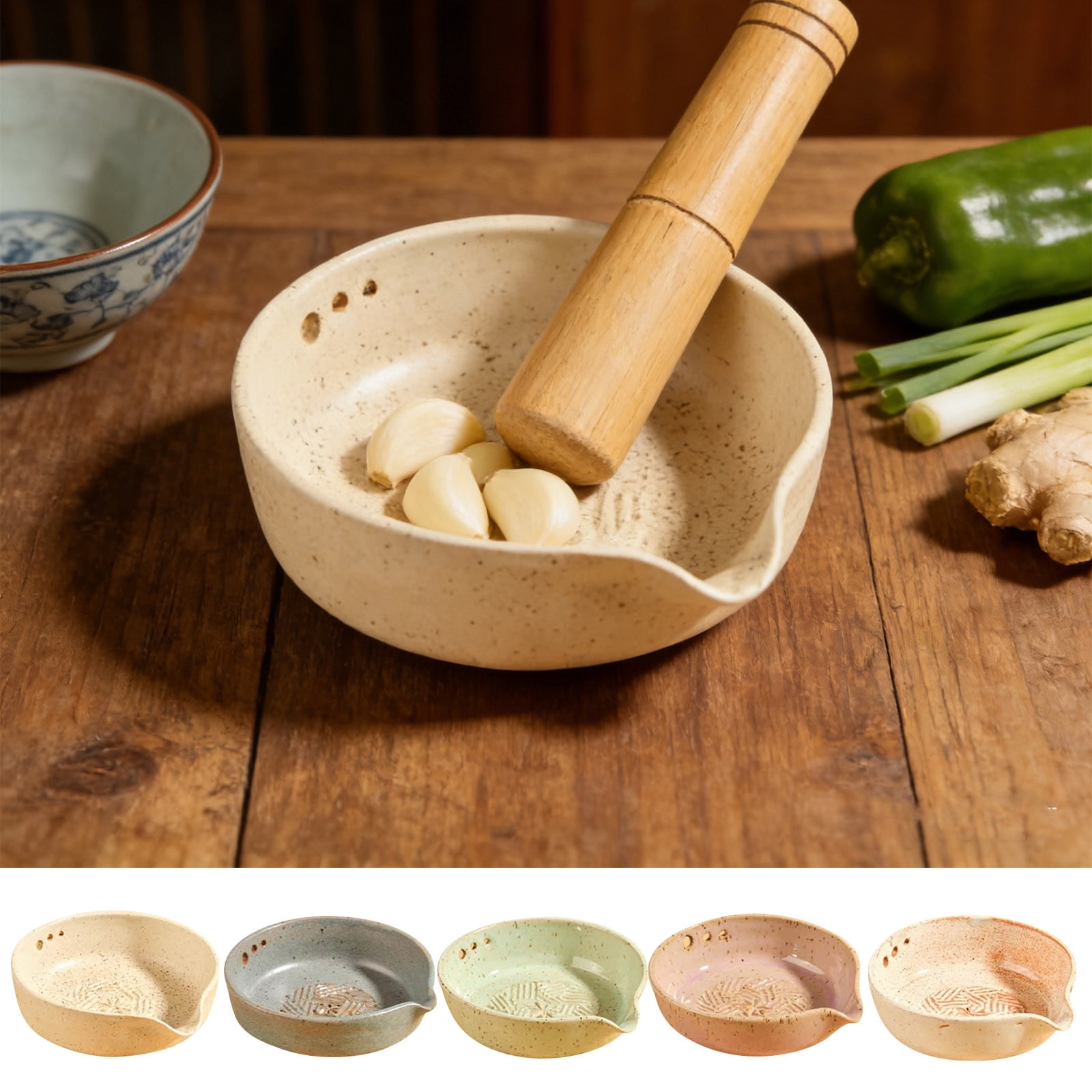 Click here for Garlic Pounding Bowl Handmade Beige Garlic Shredde... prices