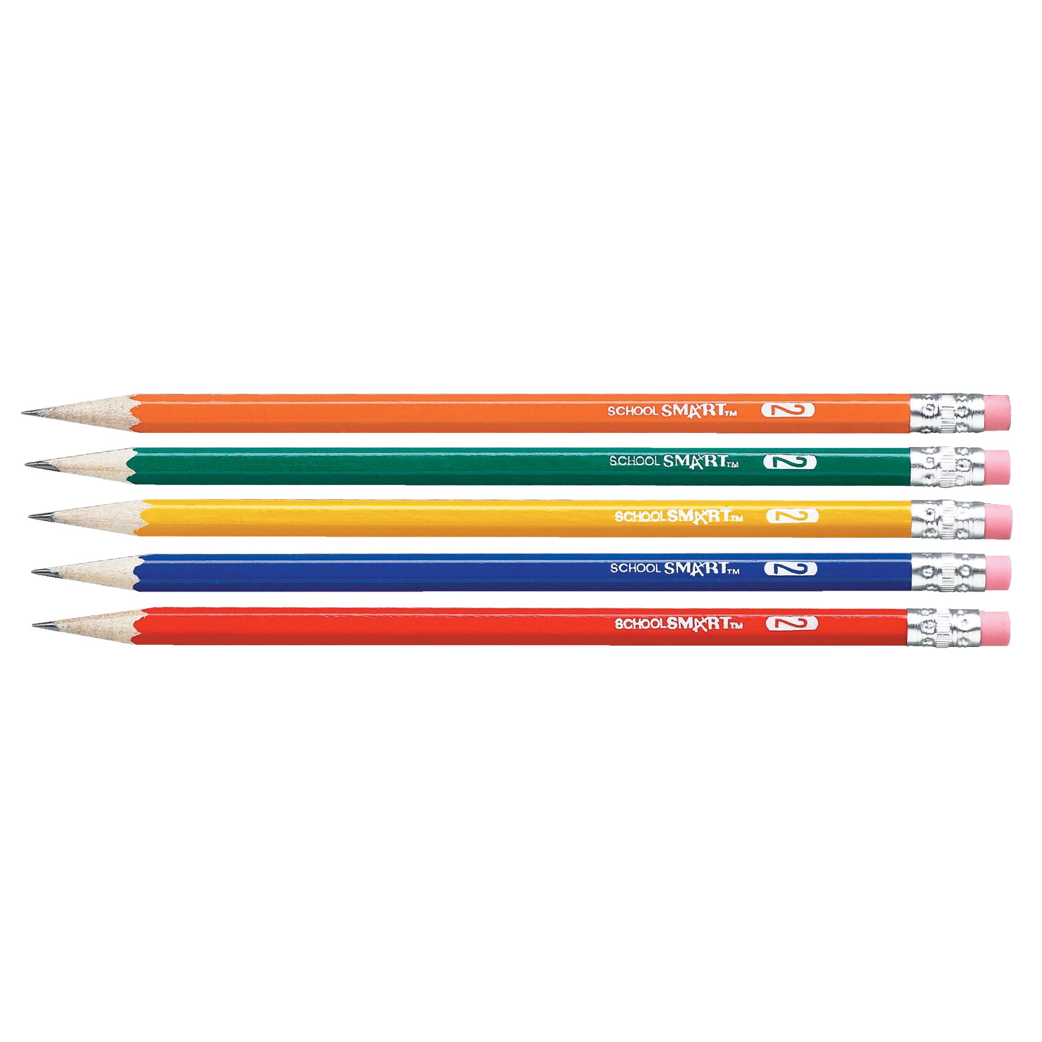 School Smart No. 2 Pencil with Latex-Free Eraser, Assorted Colors, Pack ...