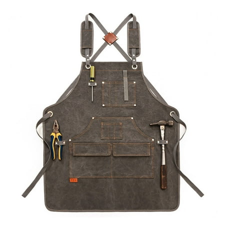 Tool Apron Men Women Adjustable Waxed Canvas Apron Heavy Duty Utility ...